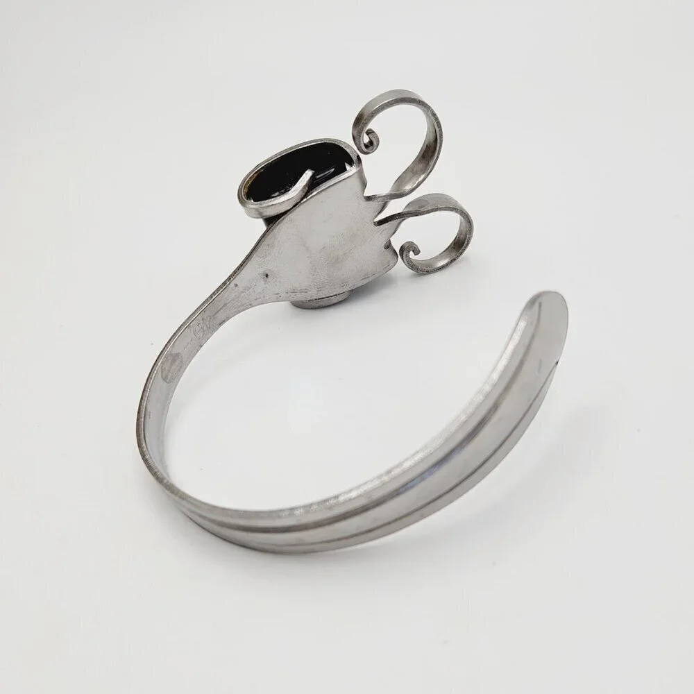 Vintage | Jewelry | Fork Art Black Bead Handmade Southwestern Silver ...